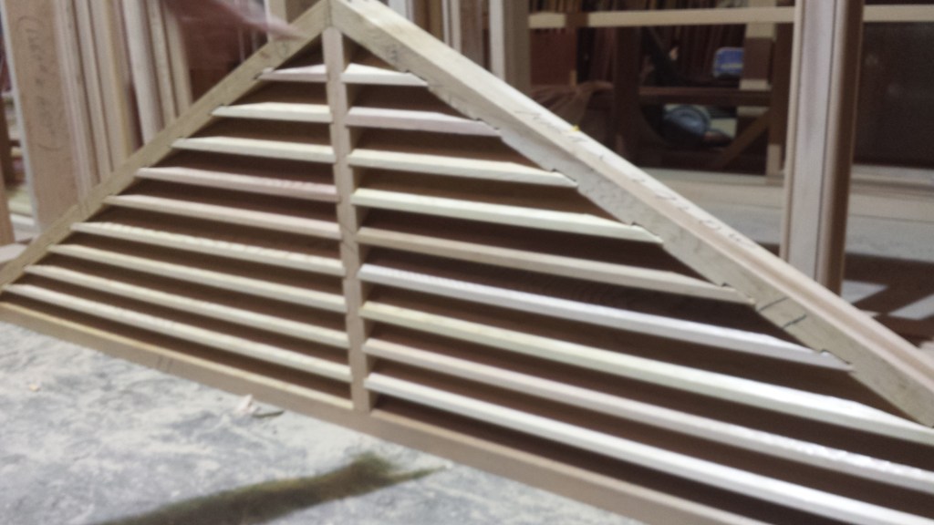 Gable Window with fixed timber louvre blades – THE WINDOW MAN